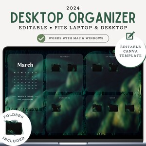 2024 Desktop Organizer Wallpaper With Calendar Jungle Aesthetic Dark ...