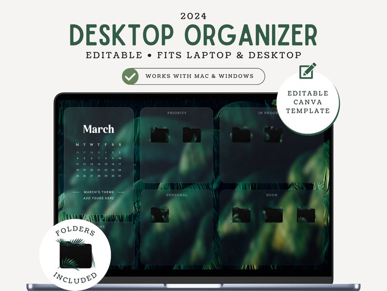 2024 Desktop Organizer Wallpaper With Calendar Jungle Aesthetic Dark ...