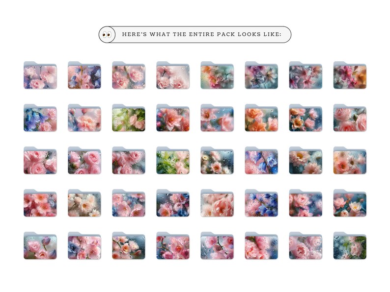40 Frosted Floral Desktop Folder Icons, Desktop Icons for Mac and ...