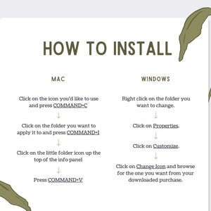 Cozy Hand Drawn Folder Icons, Boho Plants and Leaves, Desktop Folder ...
