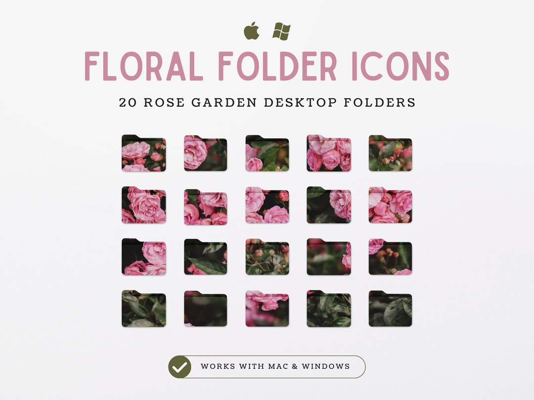 Floral Pink Desktop Folder Icons for Mac and Windows Folders for ...