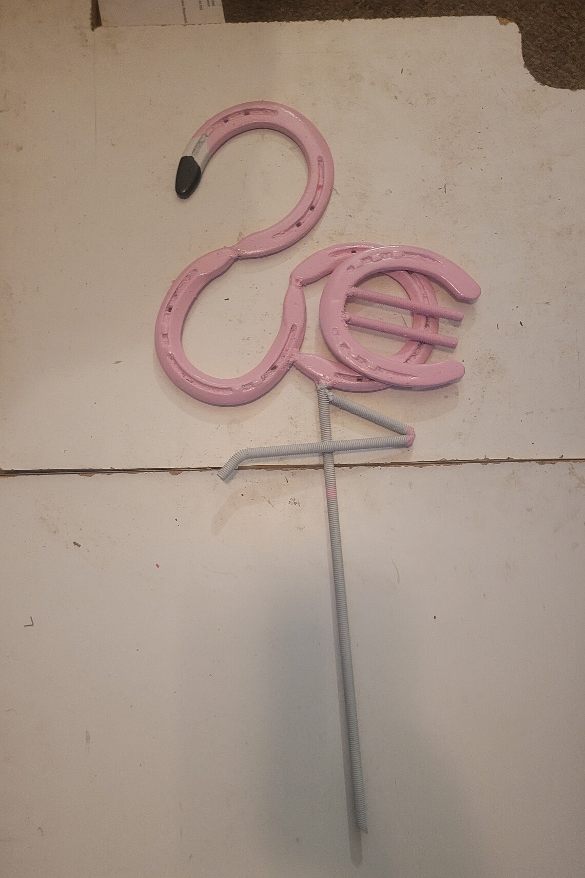 Horseshoe Flamingo Garden Stake facing Left - Etsy