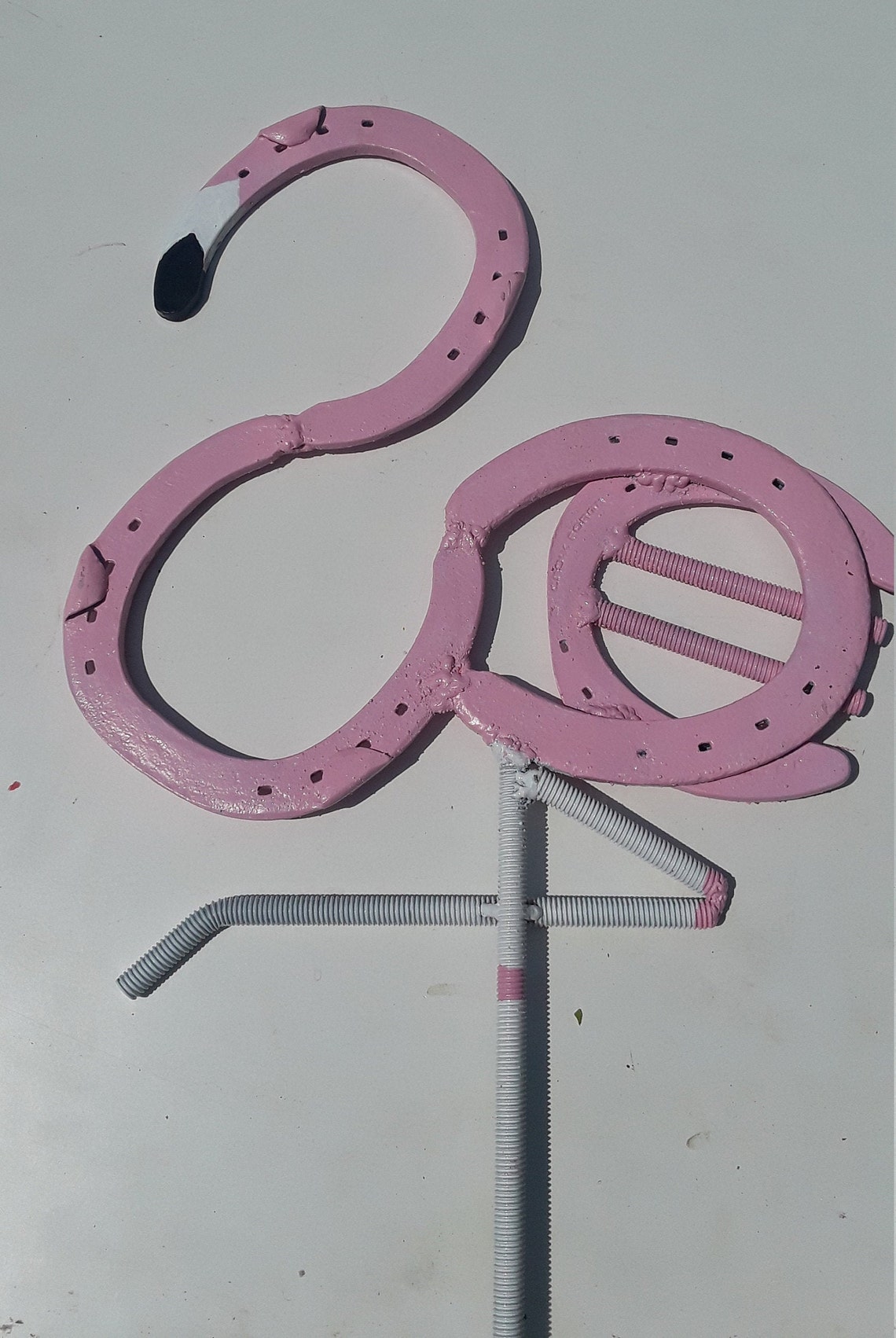 Horseshoe Flamingo Garden Stake facing right | Etsy