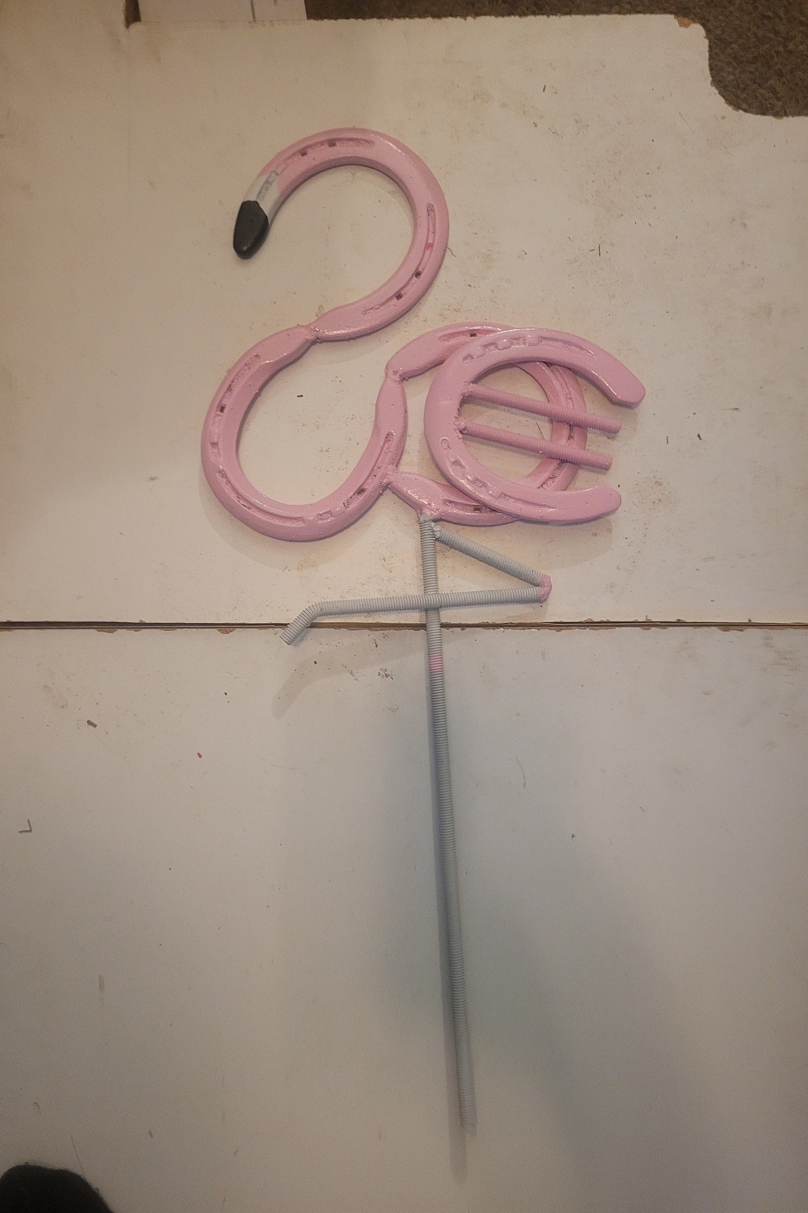 Horseshoe Flamingo Garden Stake facing Left - Etsy