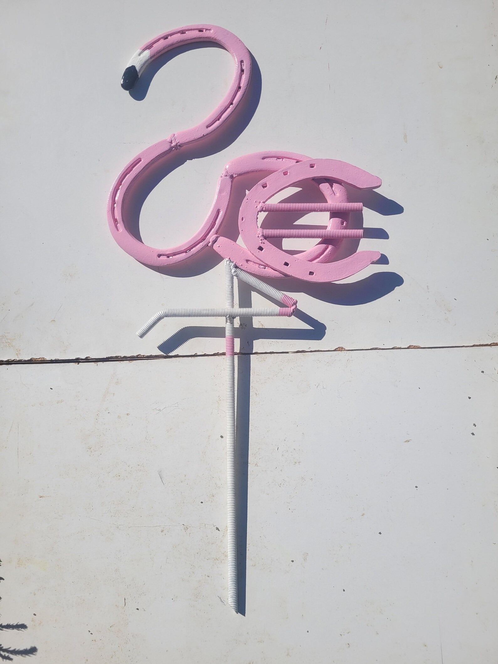 Horseshoe Flamingo Garden Stake facing Left - Etsy