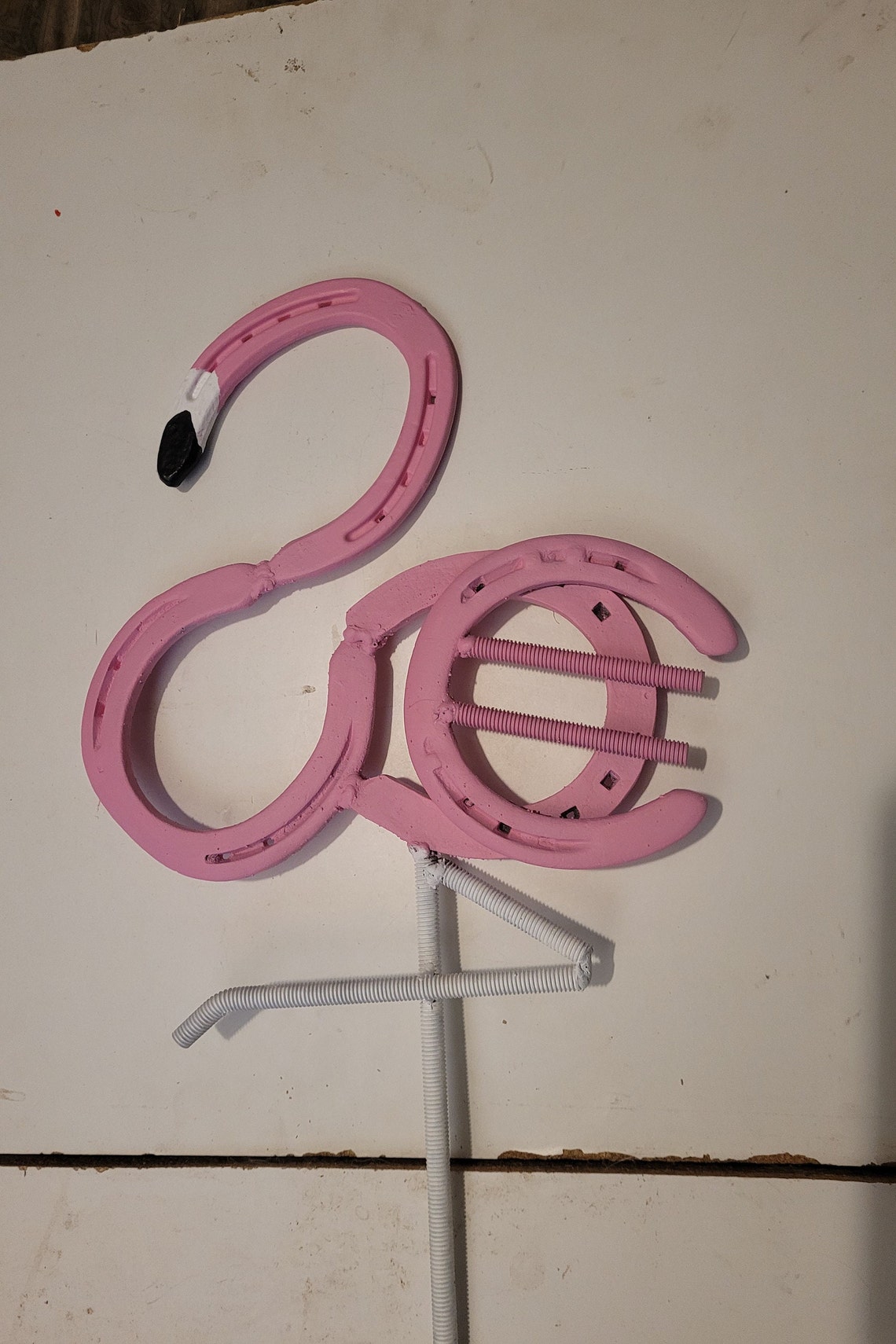 Horseshoe Flamingo Garden Stake facing Left - Etsy