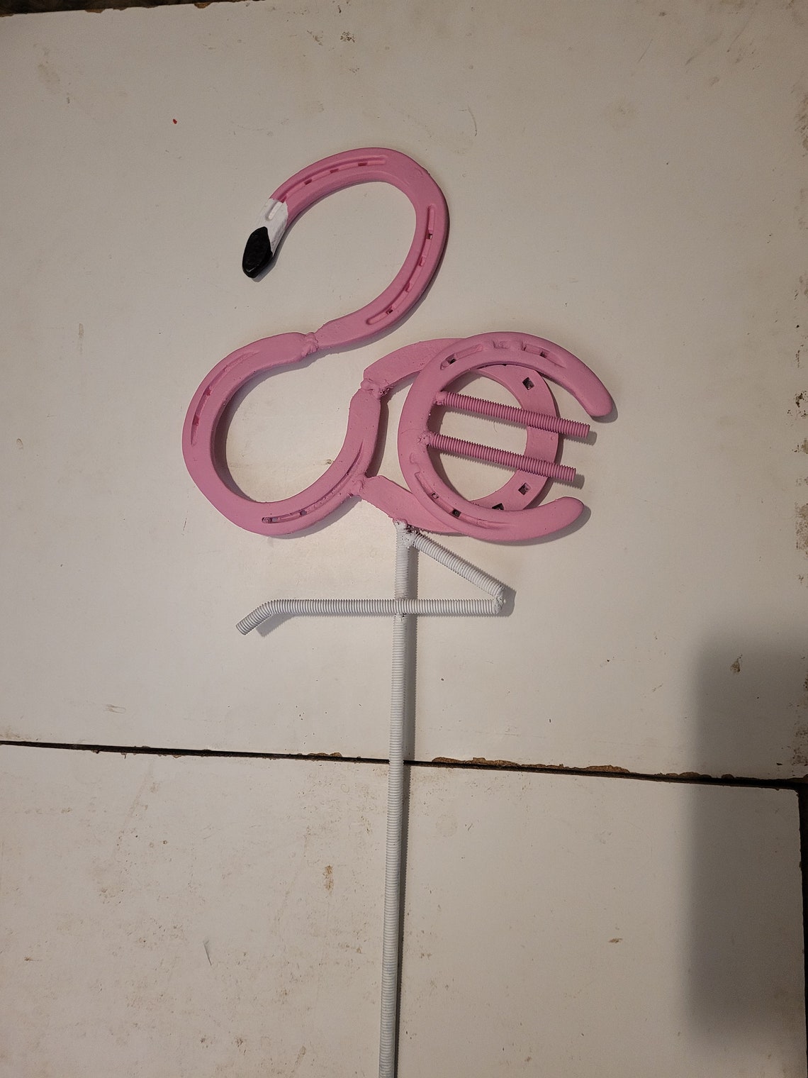 Horseshoe Flamingo Garden Stake facing Left - Etsy