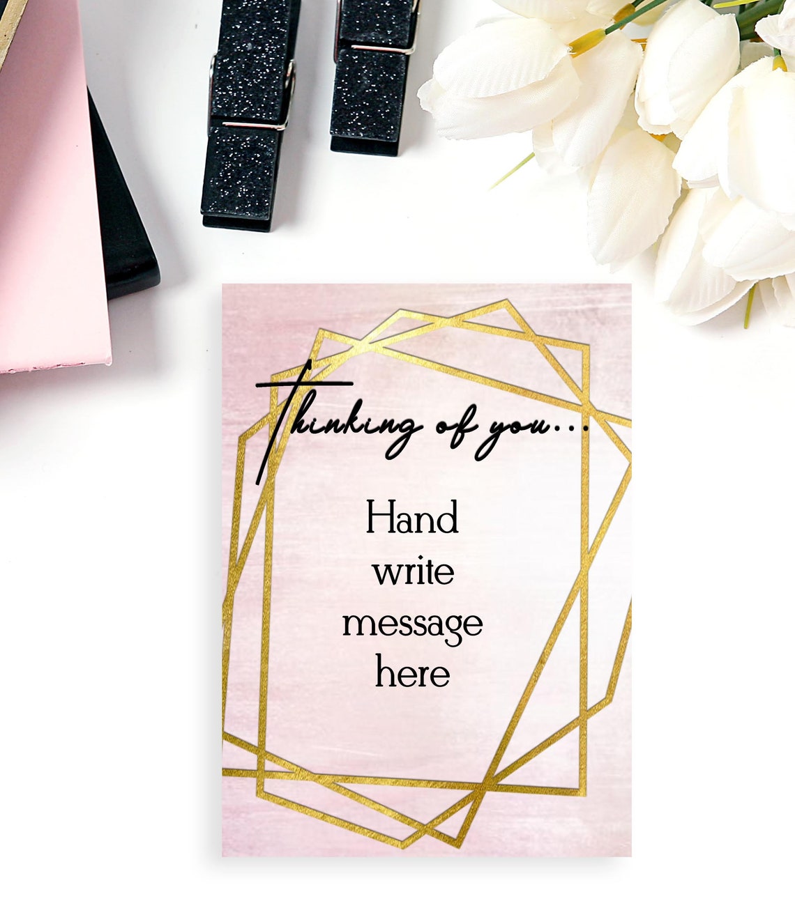 Thinking of You - Note Card - PRINTABLE - INSTANT DOWNLOAD - Geometric ...