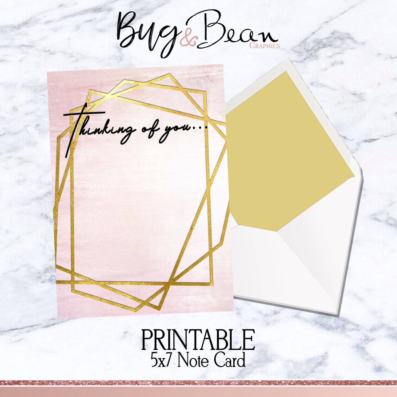 Thinking of You - Note Card - PRINTABLE - INSTANT DOWNLOAD - Geometric ...
