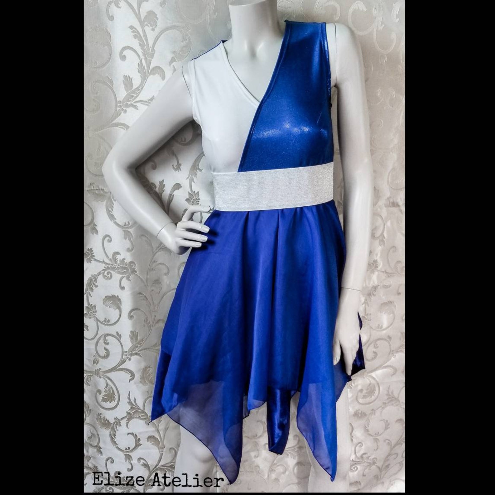 CANAN / Blue Dance Dress/ Worship Dress/ Peak Dress/ V-neck Dress ...