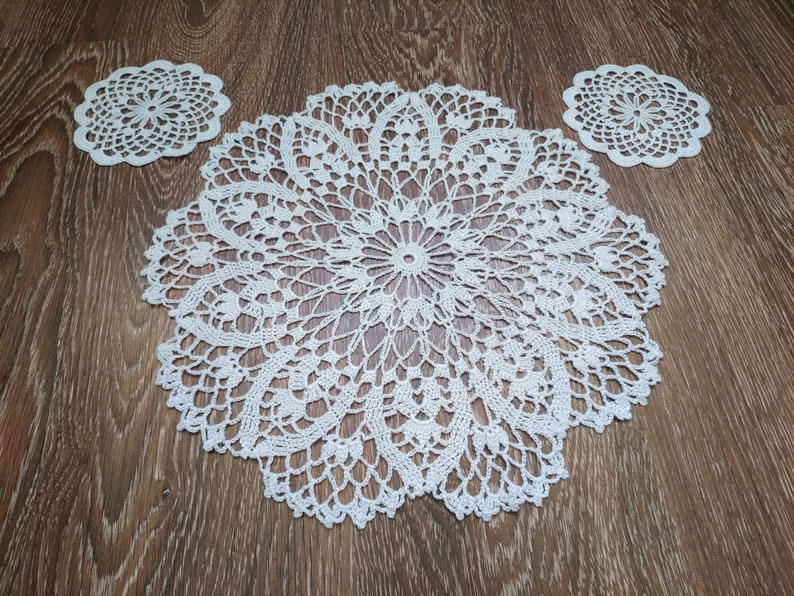 1 Medium Doily and 2 Little Doilies New Year's Set - Etsy