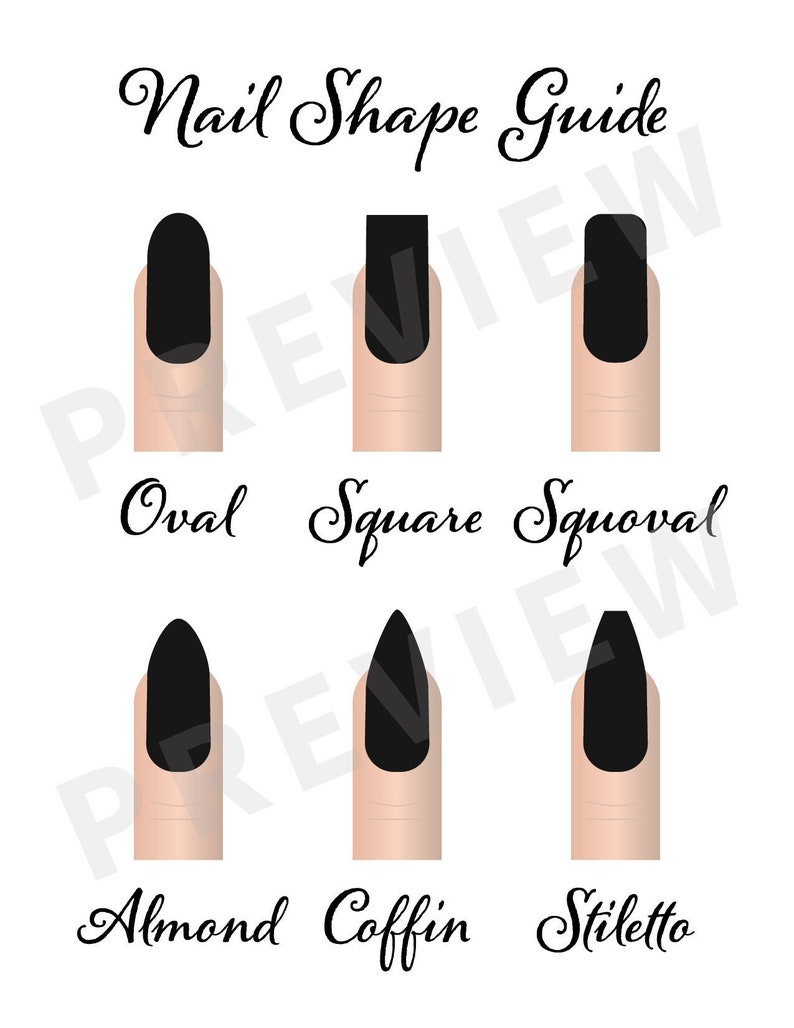 Nail Shape Guide, Nail Salon Sign, Nail Shapes, Nail Salon Decor ...