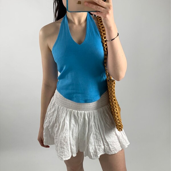 Blue Halter Top - Etsy