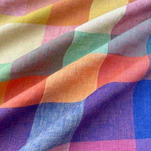 Teacup Laundered Linen Check Fabric by Merchant & Mills | Premium ...