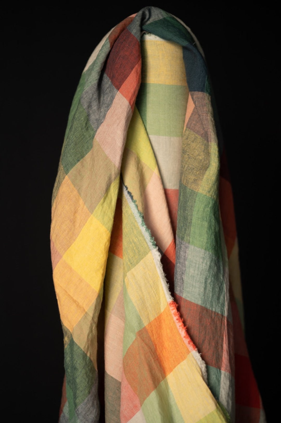 Laundered 100% Linen Fabric in Sugar Dreams Check | Lightweight, Yarn ...