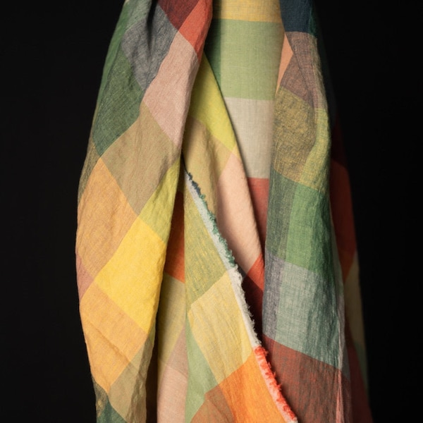Checked Linen Fabric - Etsy