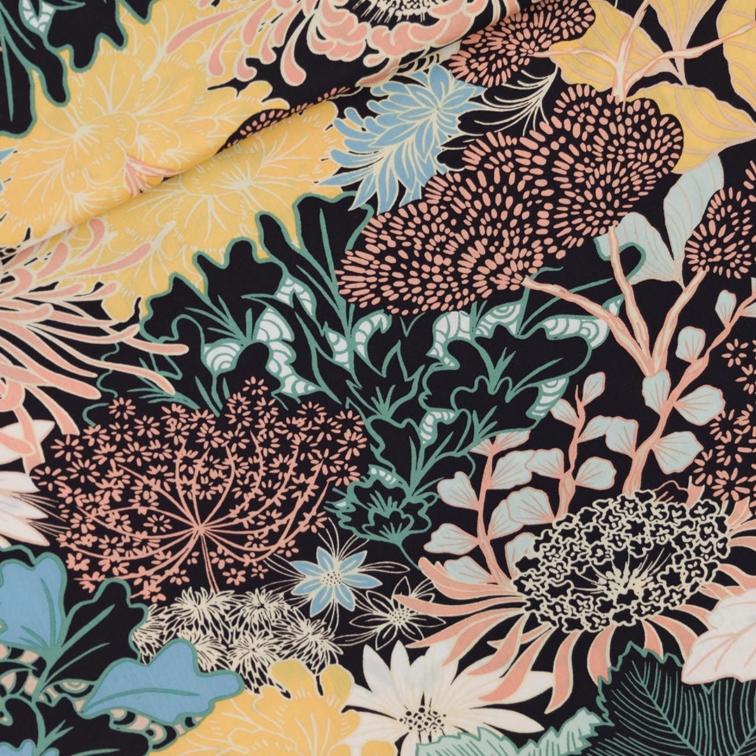 Limited Edition Viscose Rayon Challis Fabric in Sea Garden by See You ...