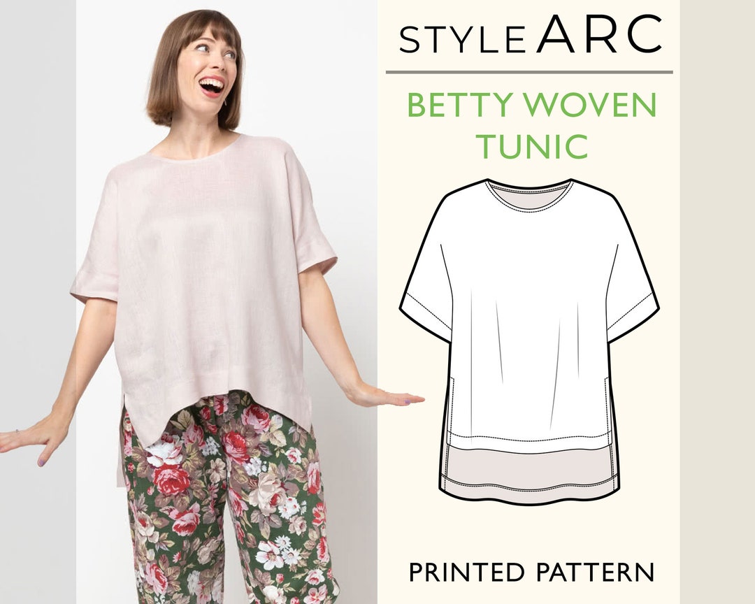 Betty Woven Tunic Sewing Pattern by Style Arc, US Sizes 0-26, Relaxed ...