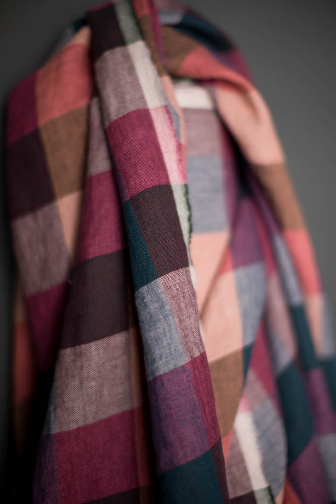 Laundered 100% Linen Fabric in Louisiana Check | Lightweight, Yarn Dyed ...