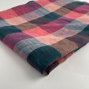 Laundered 100% Linen Fabric in Louisiana Check | Lightweight, Yarn Dyed ...