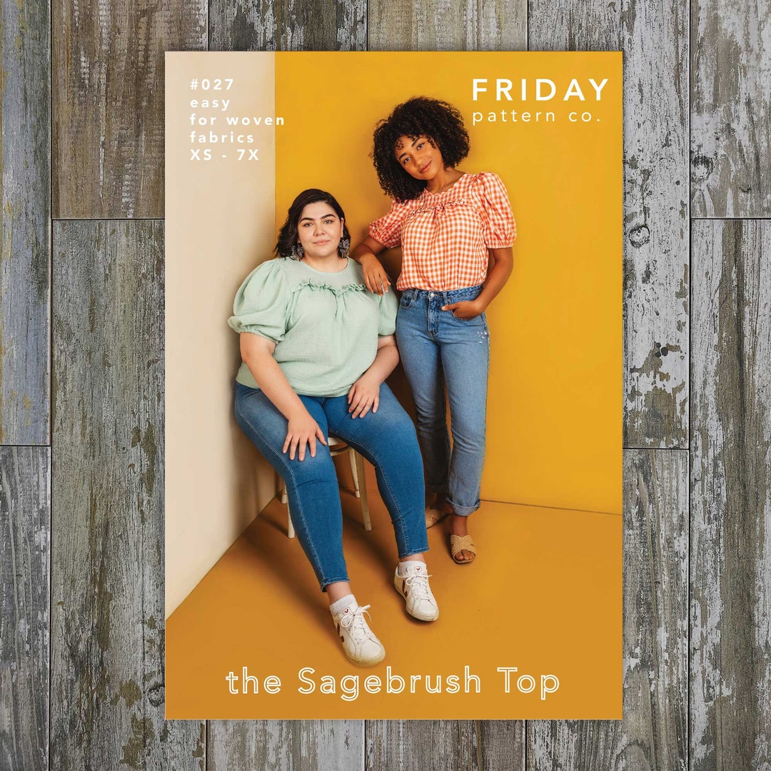 Sagebrush Top Sewing Pattern by Friday Pattern Company | Sizes XS-7X | Prairie Blouse With Puffy ...