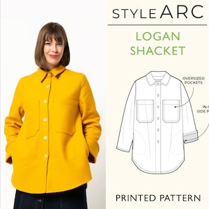Logan Shacket Jacket/shirt by Style Arc, US Sizes 0-18, Shirt Style Button up Jacket and Chore ...