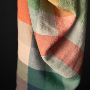 Laundered 100% Linen Fabric in Sugar Dreams Check | Lightweight, Yarn ...