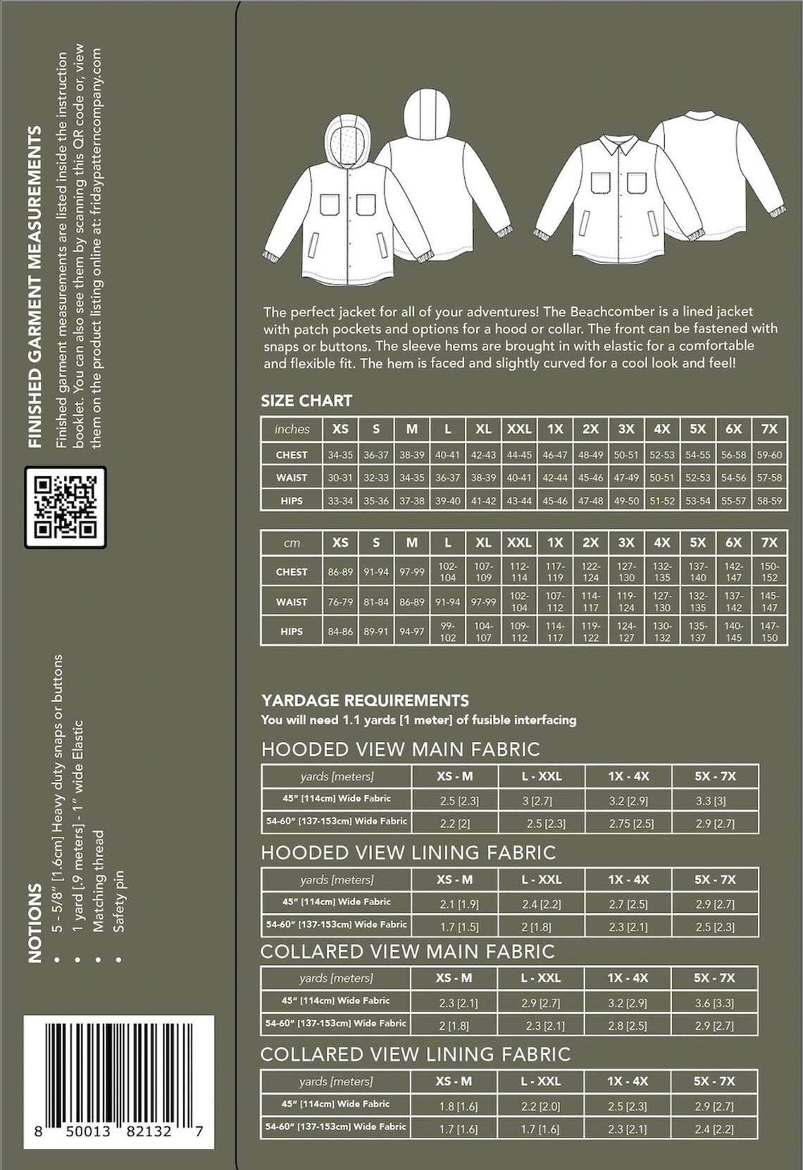 Beachcomber Jacket Men's Sewing Pattern by Friday Pattern Company - Etsy