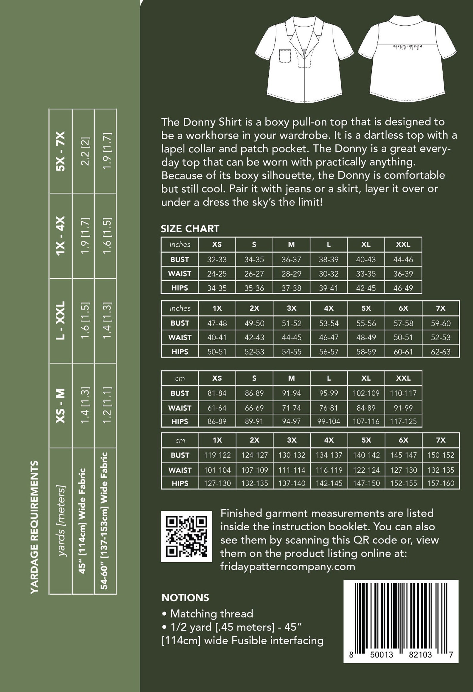 The Donny Shirt Sewing Pattern by Friday Pattern Company - Etsy