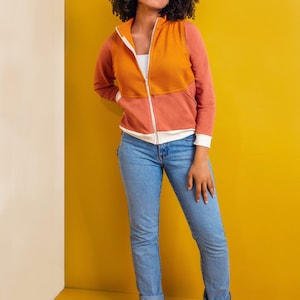 Arlo Track Jacket Sewing Pattern by Friday Pattern Company | Sizes XS-7X | Zip up Sweater ...