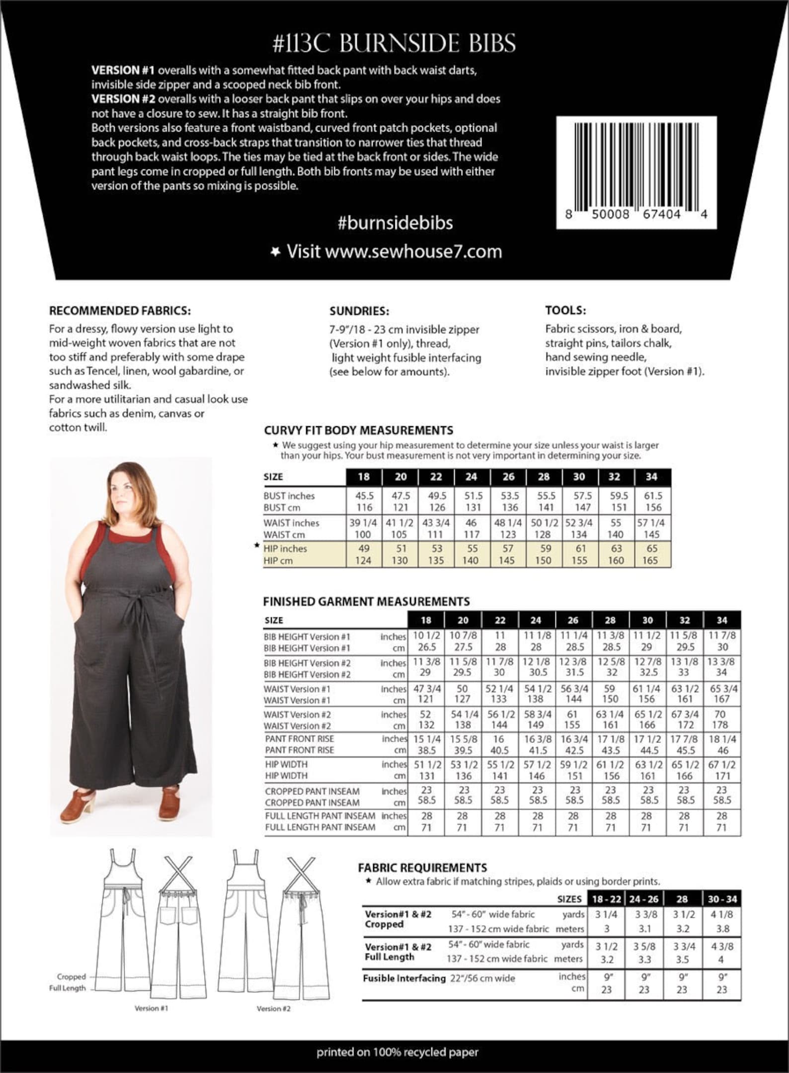 Burnside Bibs Sewing Pattern | Sizes 00-20 | Sew House Seven ...