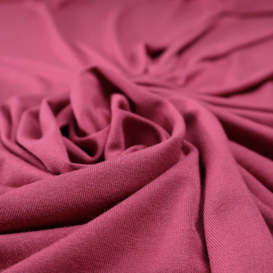 Flowy Bamboo Jersey Fabric in Red Apple | Midweight, Opaque Knit Fabric ...