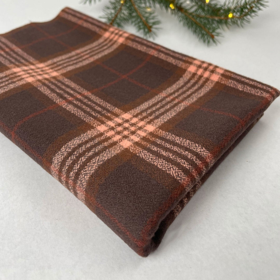 Cozy Soft Organic Cotton Flannel Fabric in Cocoa Plaid Midweight ...