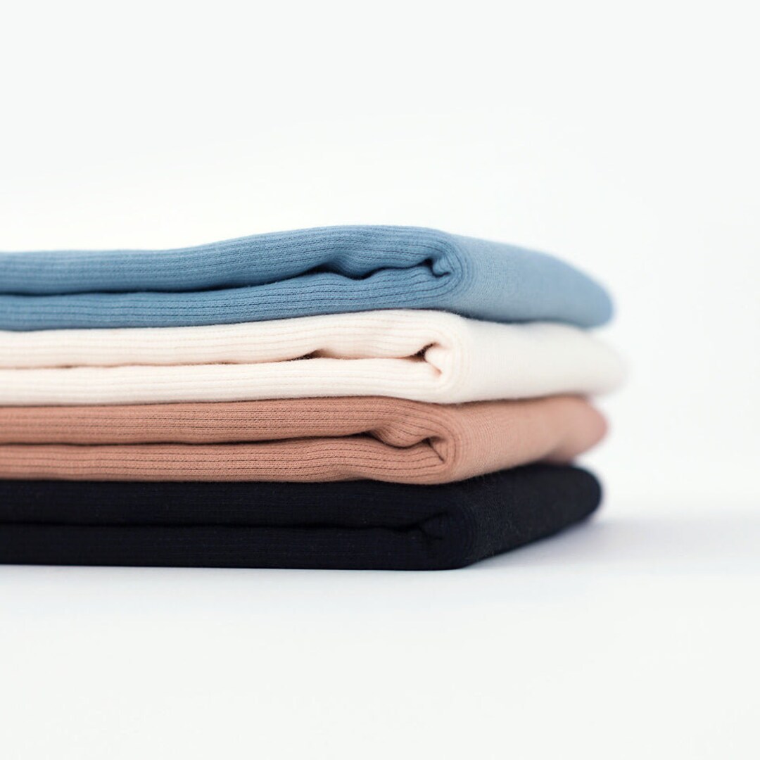 Light Blue Cotton Rib Knit Fabric by See You at Six Stretch Fabric ...