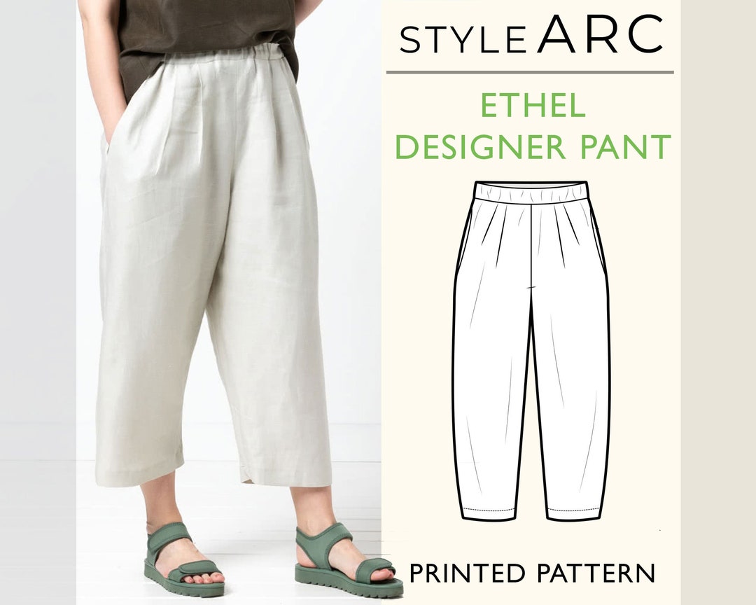 Ethel Designer Gaucho Pants Sewing Pattern by Style Arc, US Sizes 0-26, Slightly Tapered, Wide ...