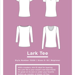 Lark Tee Sewing Pattern by Grainline Studios Patterns | Sizes 0-18 - Etsy