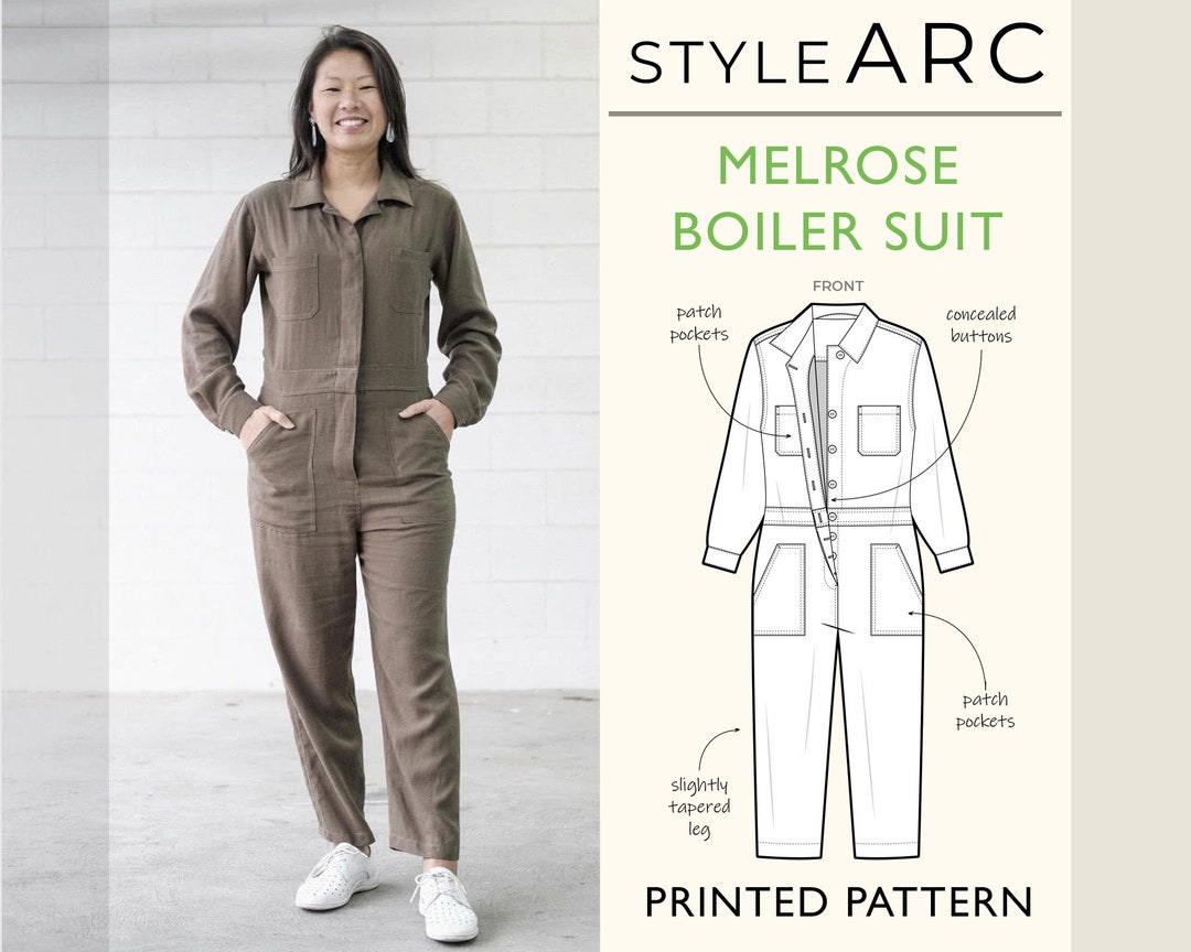 Melrose Boiler Suit Sewing Pattern by Style Arc, US Sizes 0-26, Classic ...