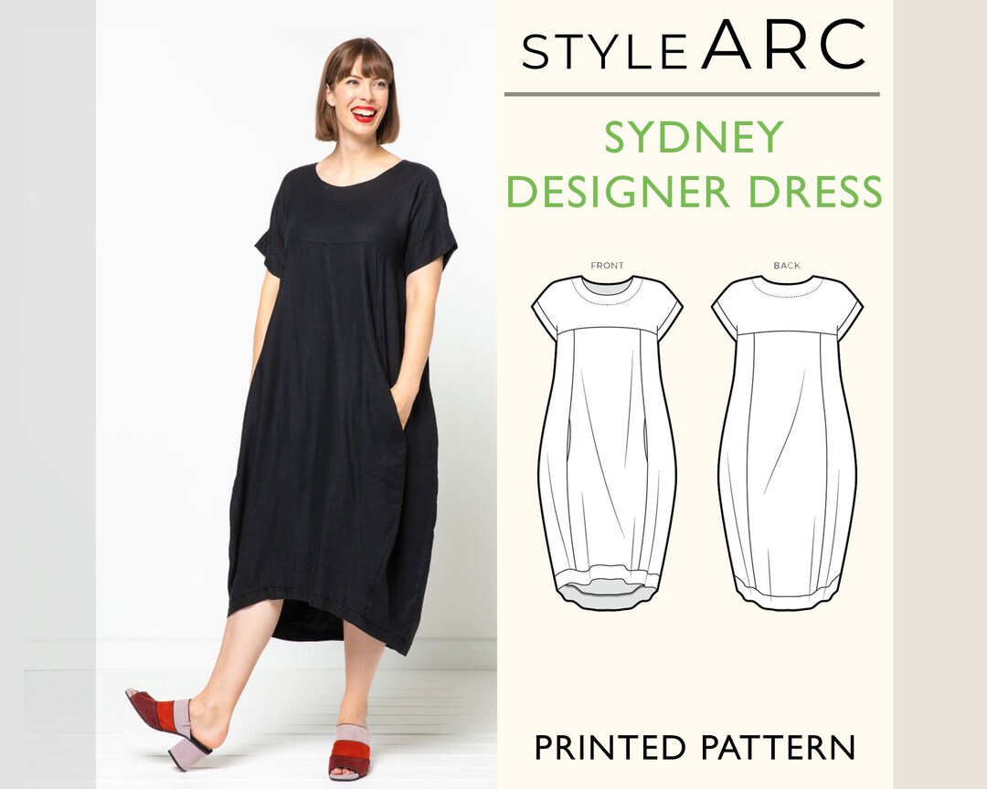 Sydney Designer Dress Sewing Pattern by Style Arc, US Sizes 0-26 ...
