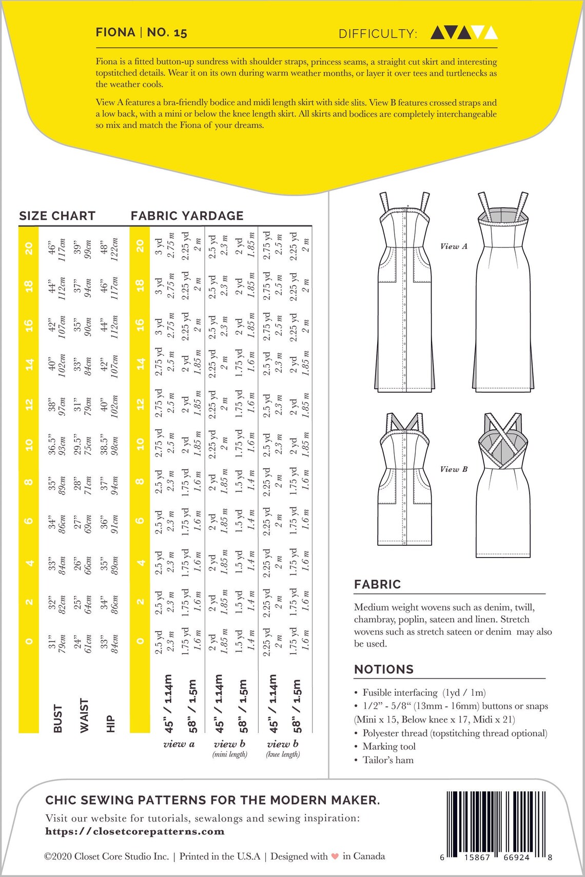 Fiona Sundress Sewing Pattern by Closet Core, Fitted Button-down Dress ...