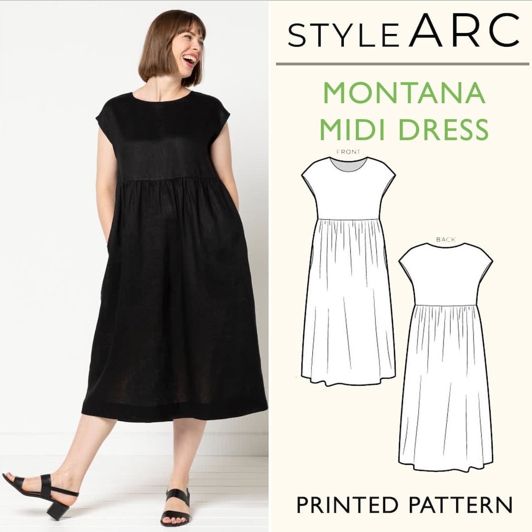 Montana Midi Dress Sewing Pattern by Style Arc, US Sizes 0-26 ...