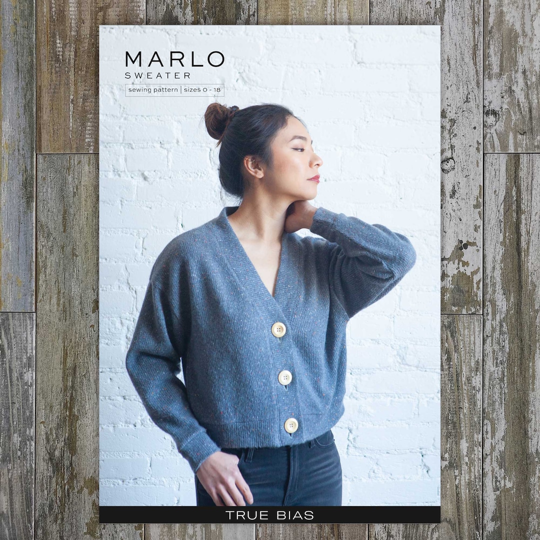 Marlo Cardigan Printed Sewing Pattern by True Bias: Oversized V-neck ...