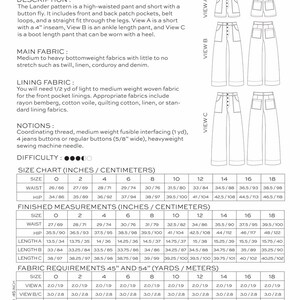 Lander Pant Sewing Pattern | Sizes 0-18 | True Bias | Button Fly, High ...