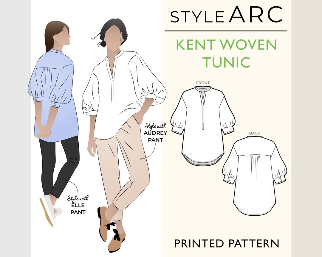 Kent Woven Tunic Sewing Pattern by Style Arc, US Sizes 0-26, Poet ...