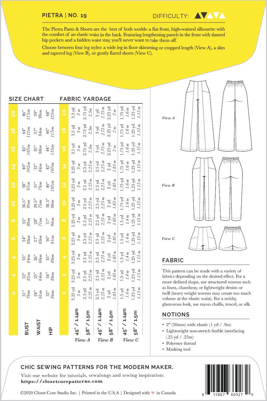 Pietra Pants & Shorts Sewing Pattern by Closet Core Sizes - Etsy