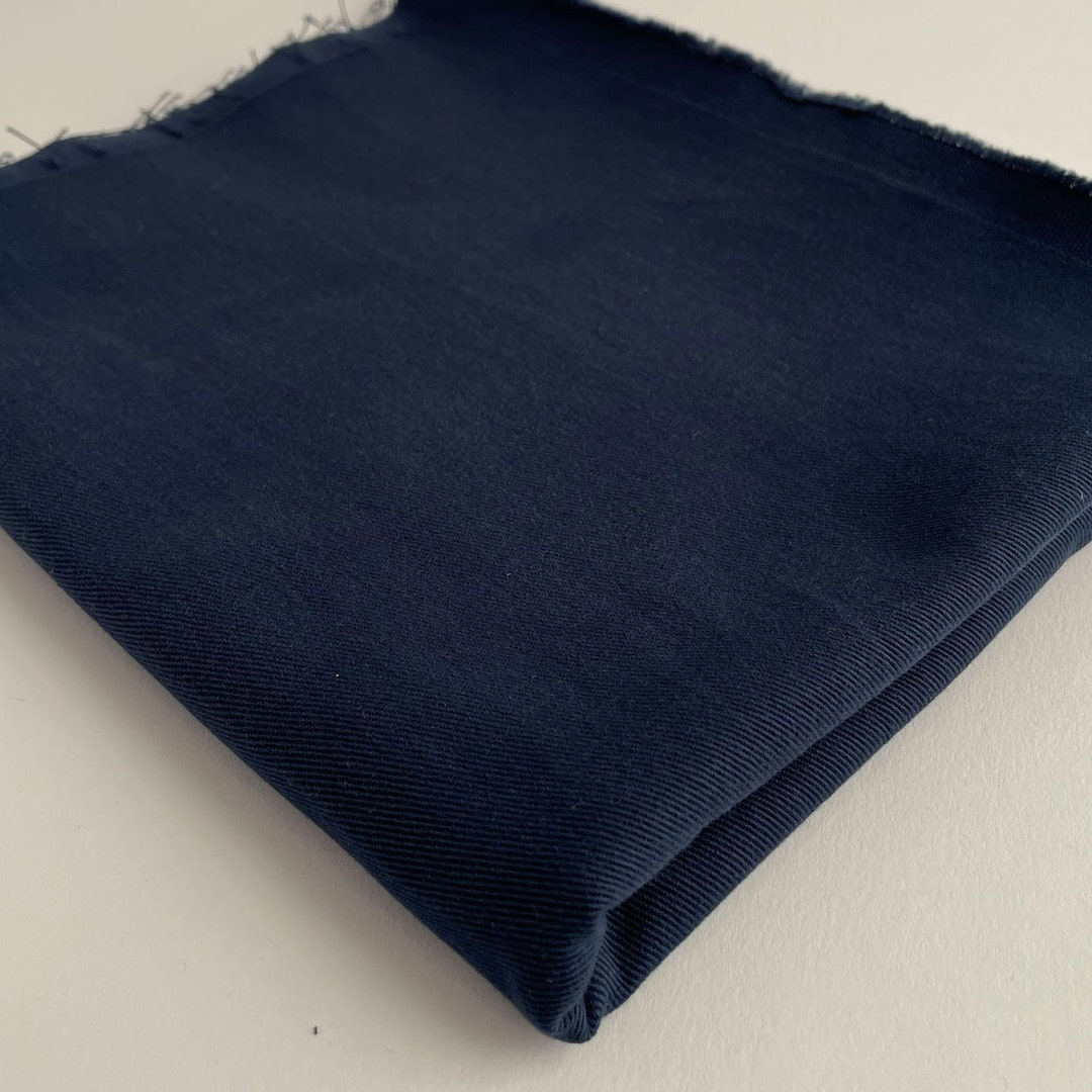 Relaxed Sanded Organic Cotton Twill Fabric in Noah Navy Blue Midweight ...