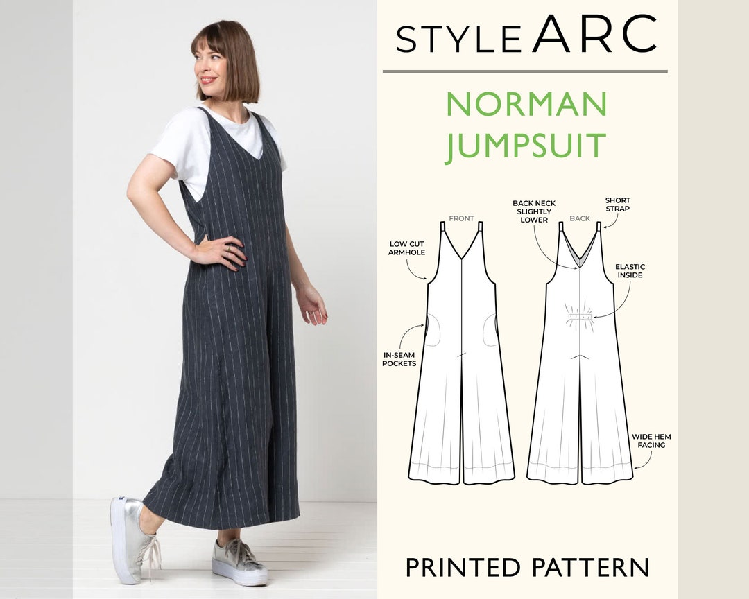 Norman Jumpsuit Sewing Pattern by Style Arc, US Sizes 0-32, Pull On ...