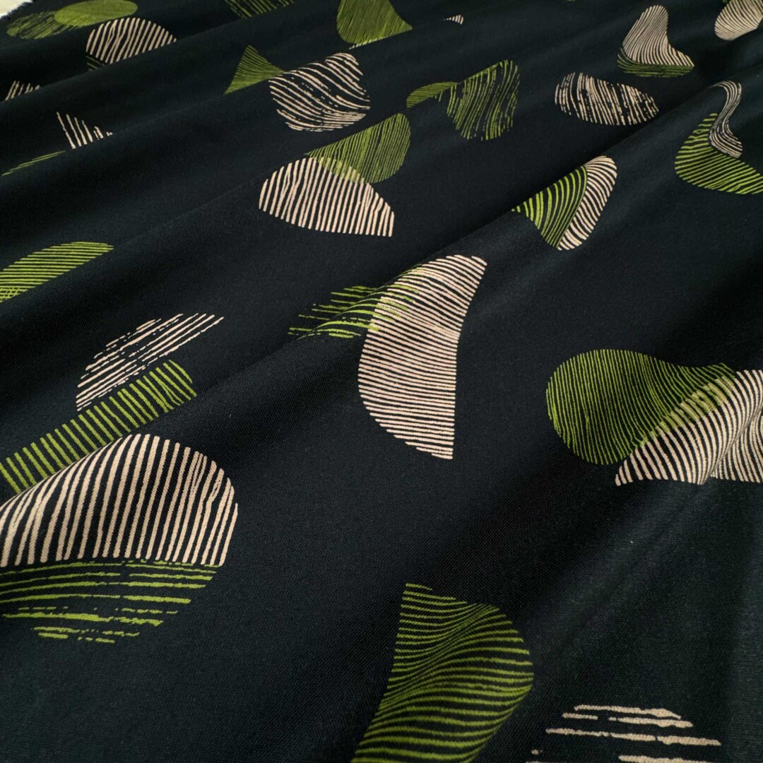 Atelier Brunette Jane Maple Viscose Challis Fabric | Green & Cream ...