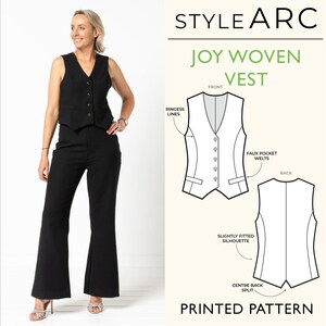 Joy Vest Sewing Pattern by Style Arc, US Sizes 0-26, Tailored Menswear ...