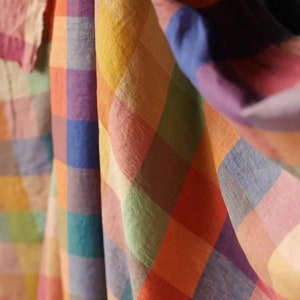 Teacup Laundered Linen Check Fabric by Merchant & Mills | Premium ...