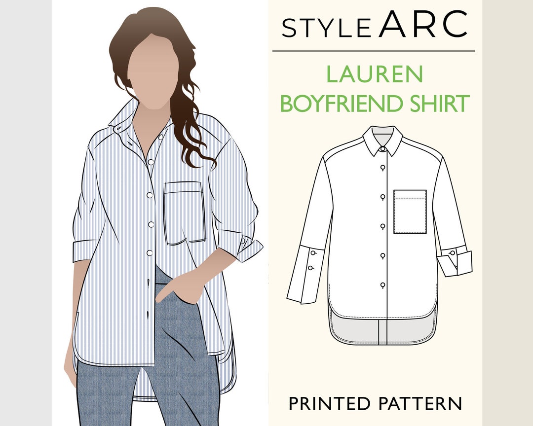 Lauren Boyfriend Shirt Sewing Pattern by Style Arc, Sizes 4-30 ...